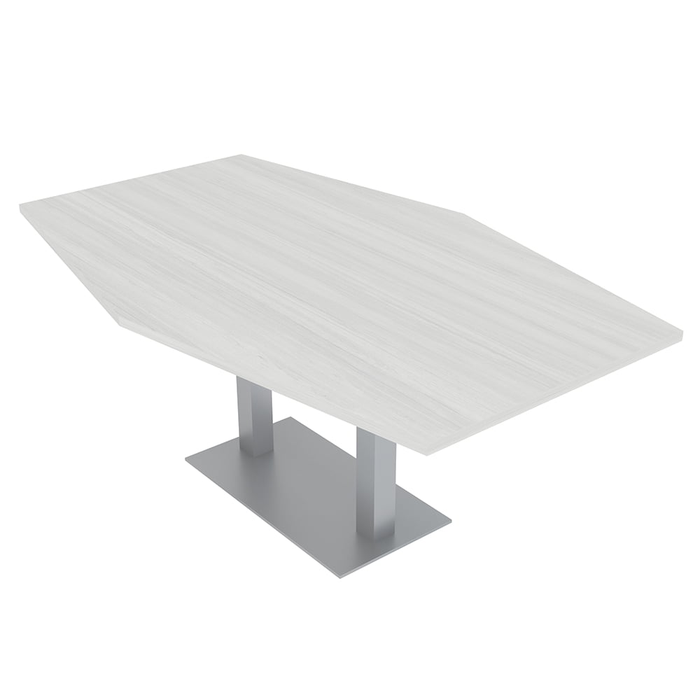 7 Foot Hexagon Conference Table With Square Metal Base Power And Data ...