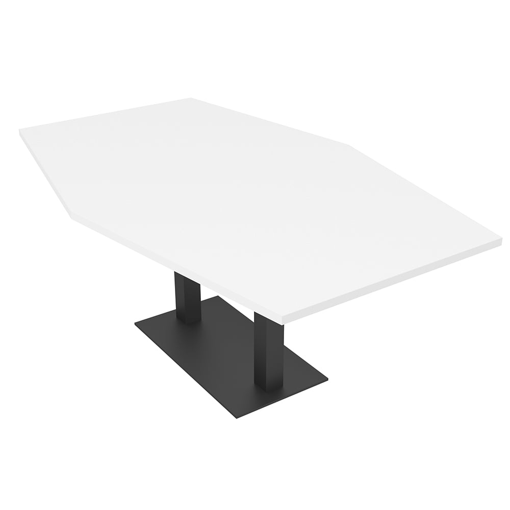 7 Foot Hexagon Conference Table With Square Metal Base Power And Data ...