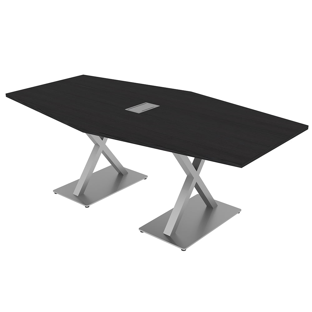 7 Foot Hexagon Shaped Conference Room Table With X Base Power And Data ...