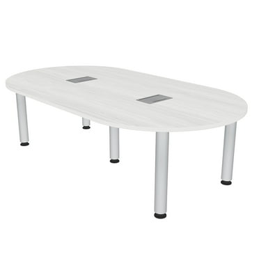 7Ft Rectangle Conference Room Table Power And Data Silver Post Legs ...