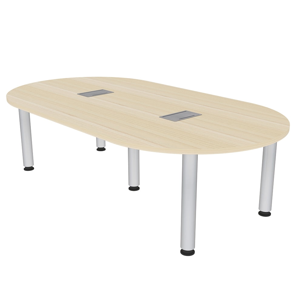 7 Foot Racetrack Conference Room Table Power And Data Silver Post Legs ...