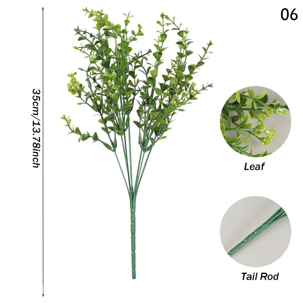 7 Fork Imitation Green Leaf Plastic Wedding Supplies Artificial Plants ...