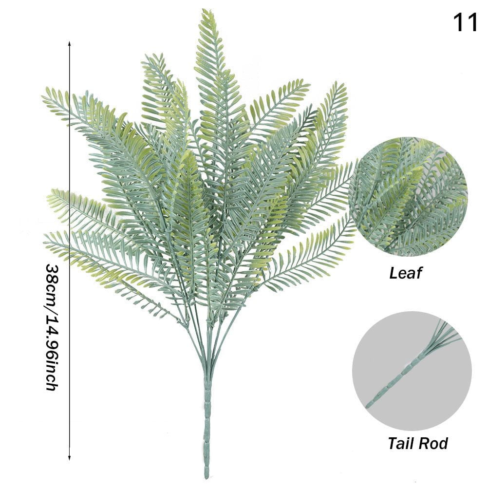 7 Fork Imitation Green Leaf Plastic Wedding Supplies Artificial Plants ...