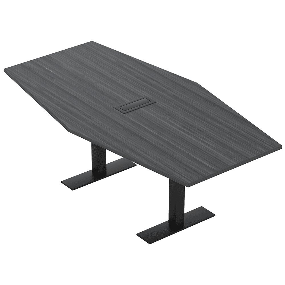 7 Ft Hexagon Conference Table With Metal T-Bases And Electrical Module ...