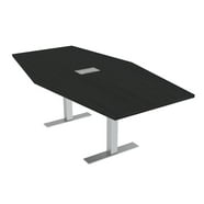 3X6 Oval Conference Room Table With Square Metal Base Electrical Unit ...