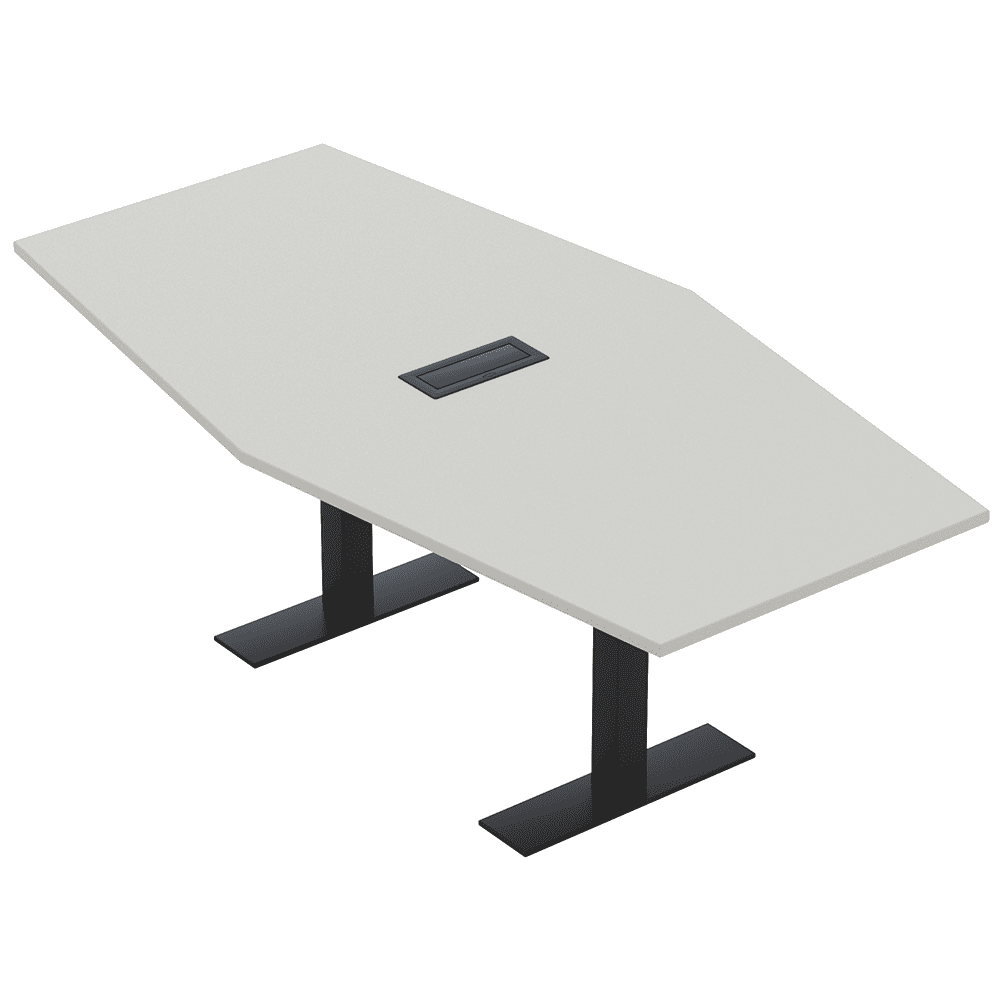 7 Ft Hexagon Conference Table With Metal T-Bases And Electrical Module ...
