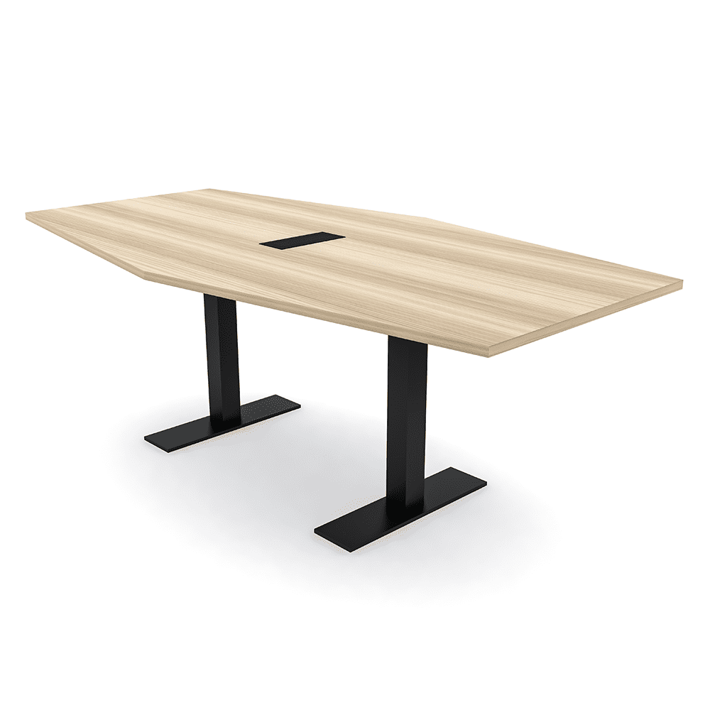 7 Ft Hexagon Conference Table With Metal T-Bases And Electrical Module ...