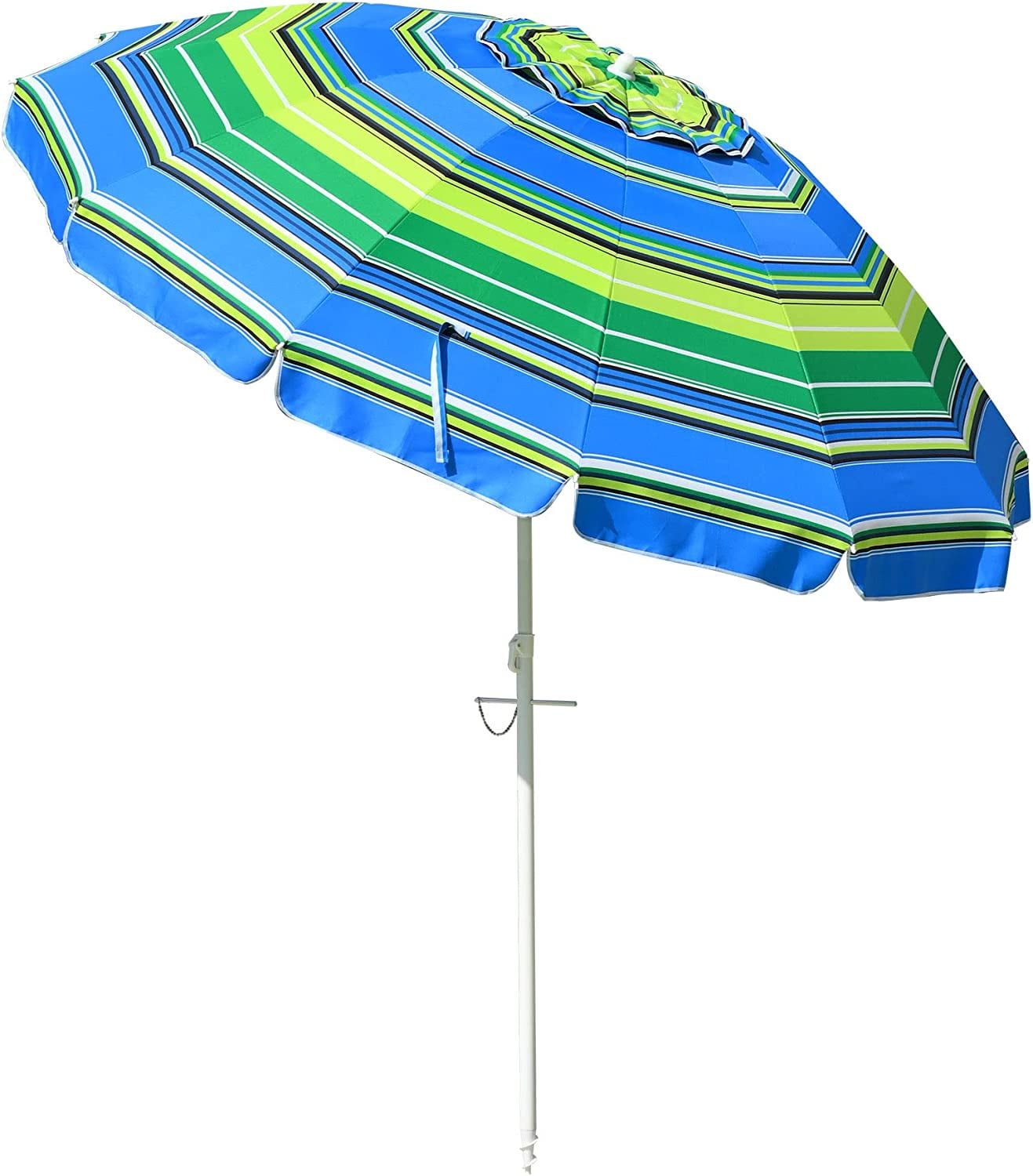 7 Ft Striped Outdoor Beach Umbrella UV Protection Sunshade Tilt Sand ...