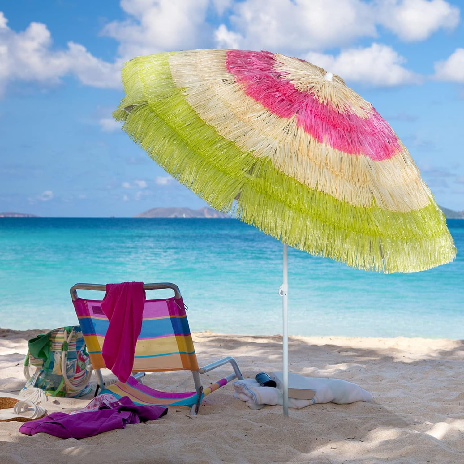 7 Ft Tiki Umbrella, Hawaiian Style Umbrella for Patio Pool and Beach ...