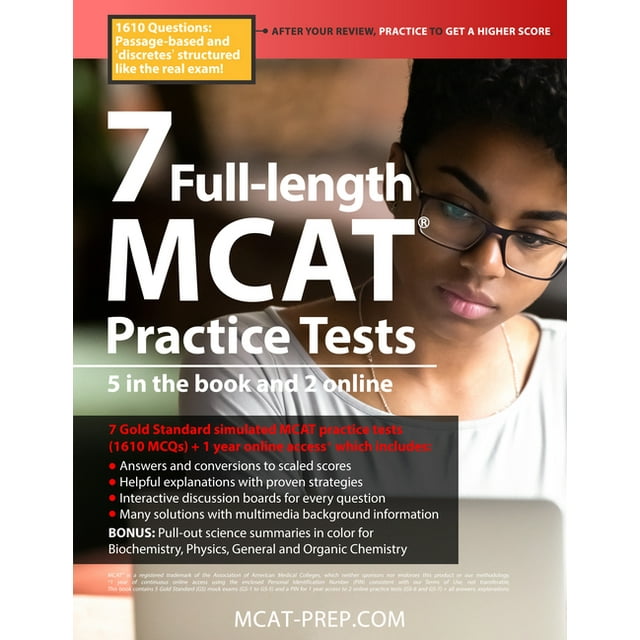 7 Full-Length MCAT Practice Tests: 5 in the Book and 2 Online, 1610 ...