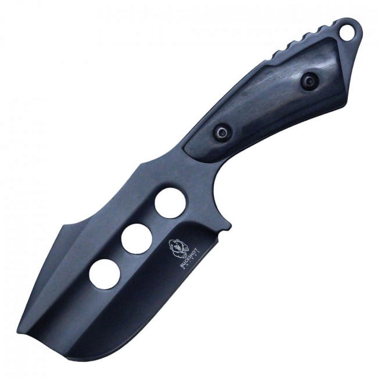 7" Full Tang Black Fixed Blade Cleaver Hunting Knife Black Wood Handle ...