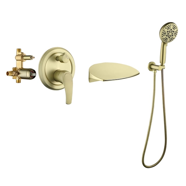 7-Function Handheld Shower Faucet Bathroom Shower Set Brushed Gold ...