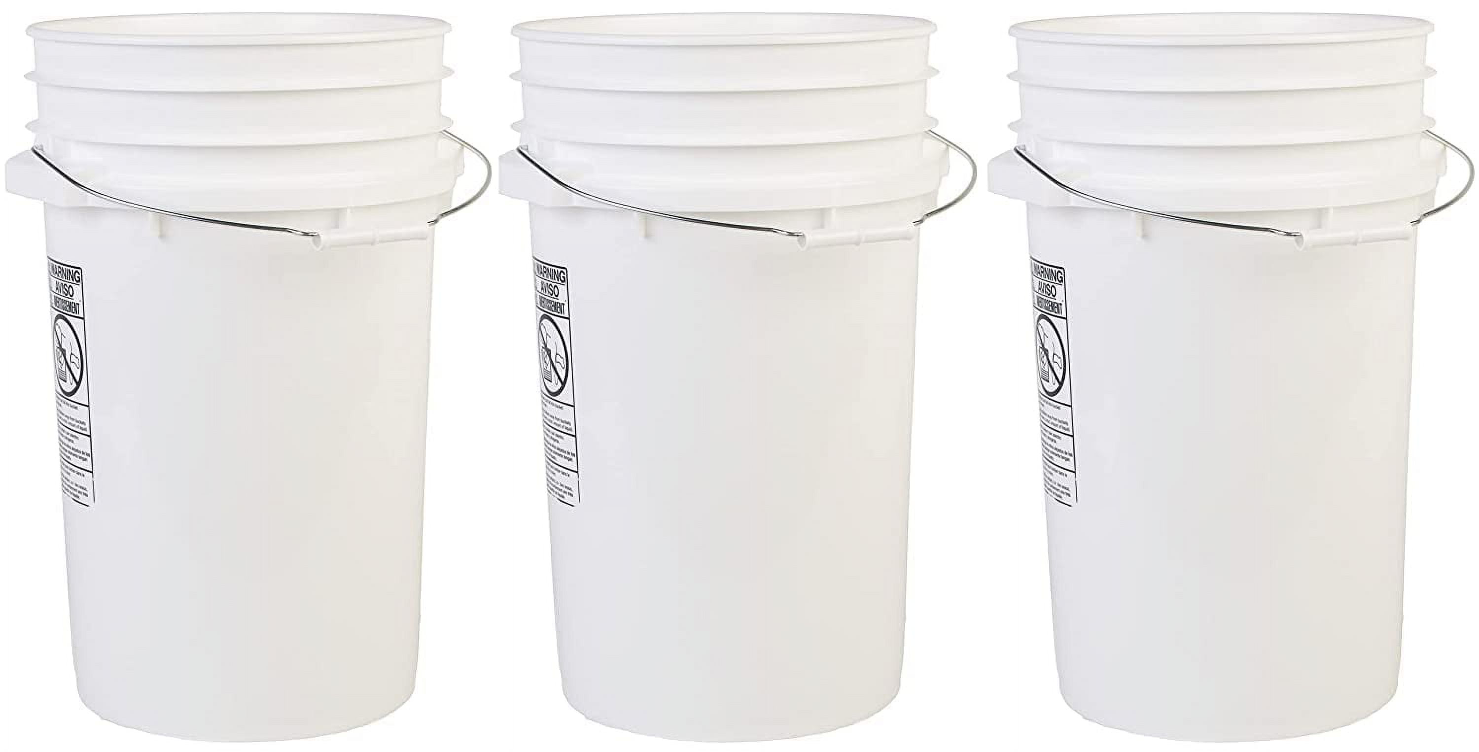 3 Gallon Bucket 3-Pack 7 Gallon HDPE Buckets - Heavy Duty Black (FDA ...