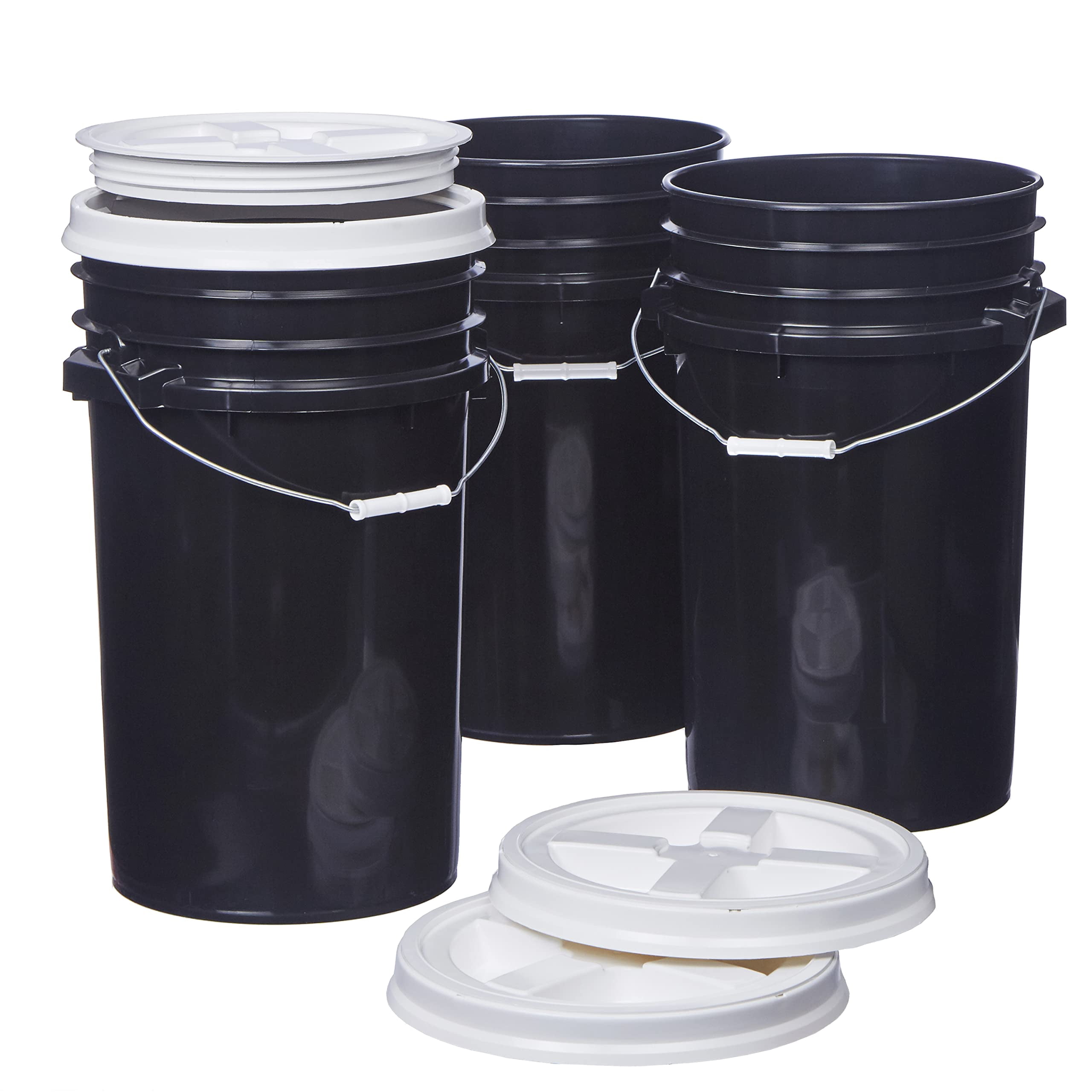7 Gallon Airtight Food Grade Buckets, White Gamma Seal Lids for Storage ...