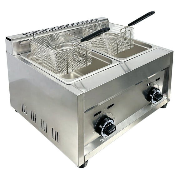 7 Gallon Commercial Countertop Deep Fryer, Double Tank, Adjustable ...