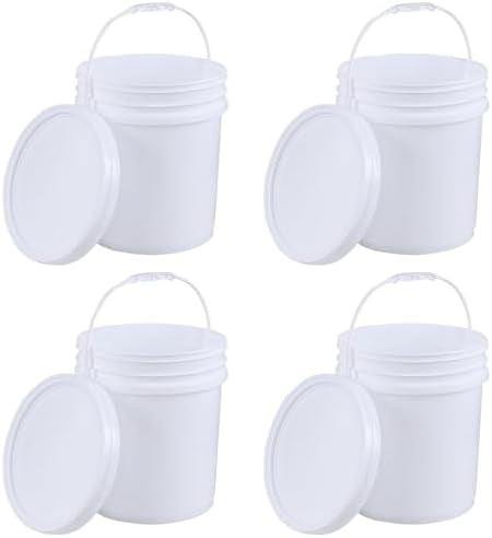 7 Gallon Food Grade Buckets with Seal Lids, 4-Pack Round Plastic Bucket ...