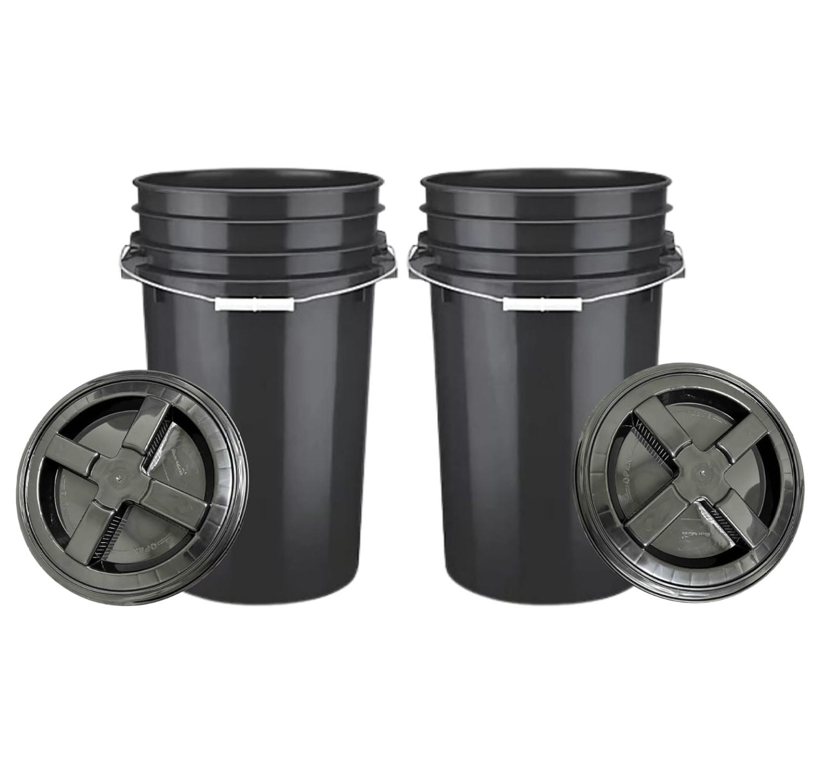 7 Gallon Large Black Food Grade - BPA - Made in USA Bucket Pail with ...