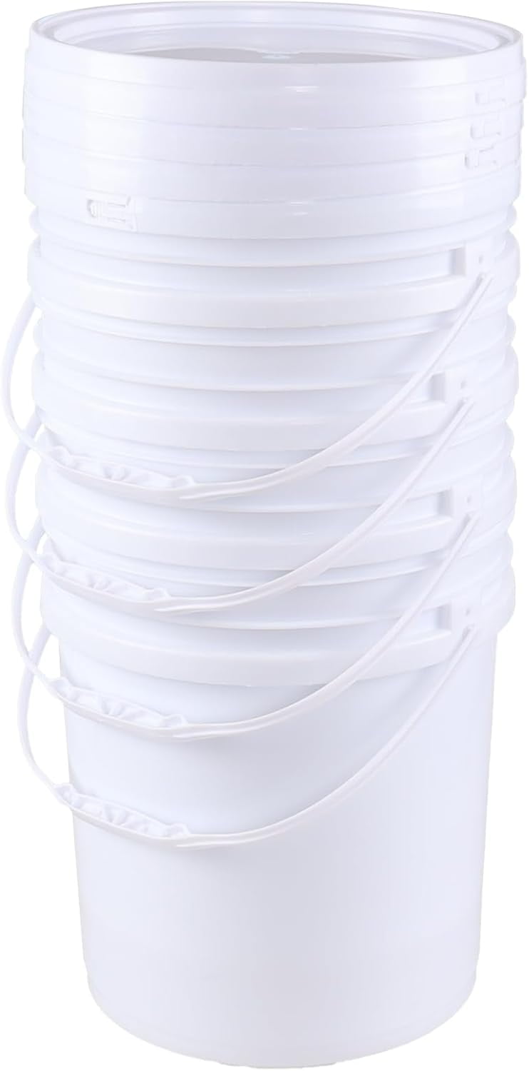 7 Gallon Plastic Food Bucket with Handles and Lid, Set of 4 Food ...