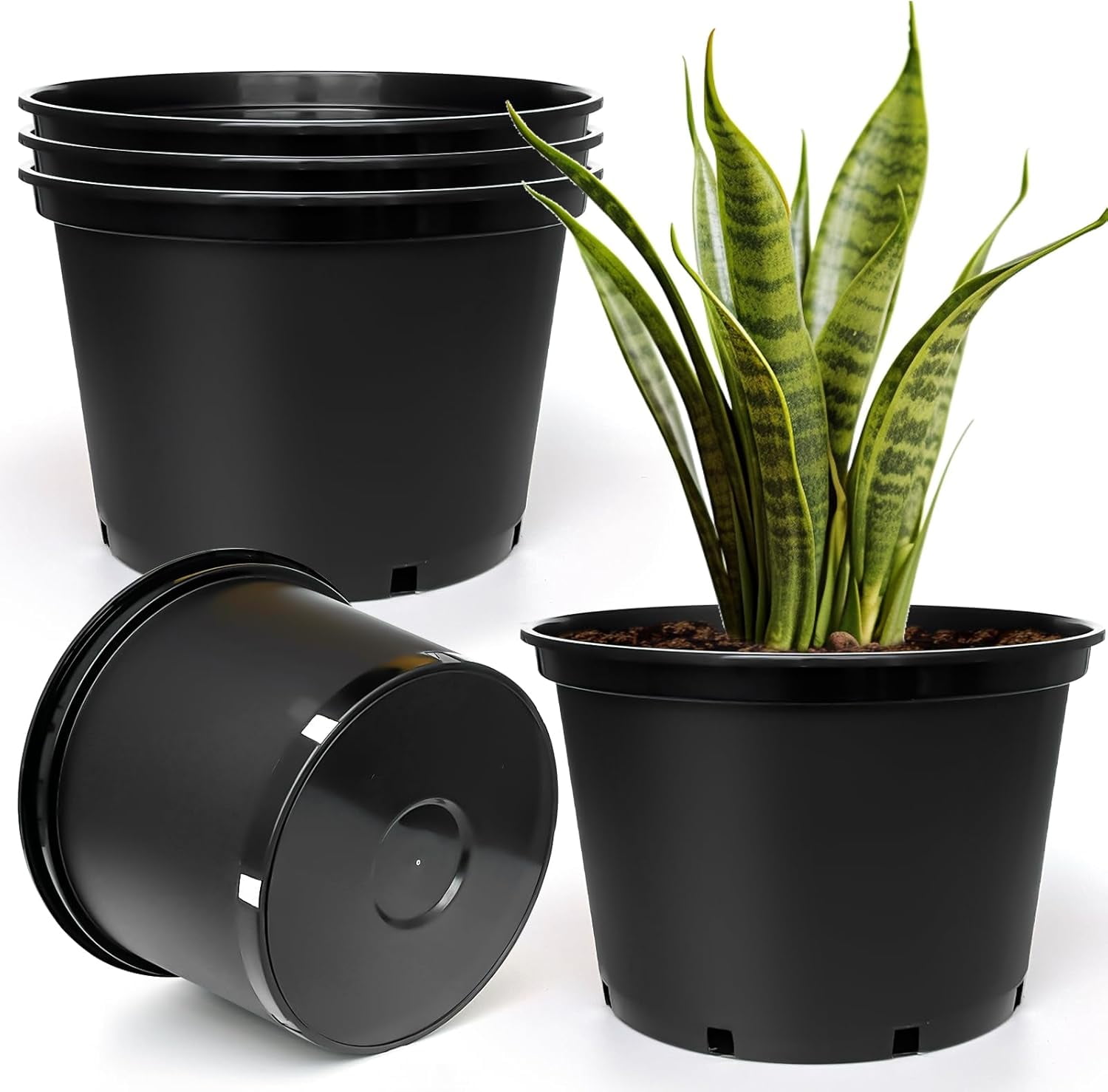 7 Gallon Plastic Nursery Pots, 15 Inch Large Plastic Pots for Plants ...
