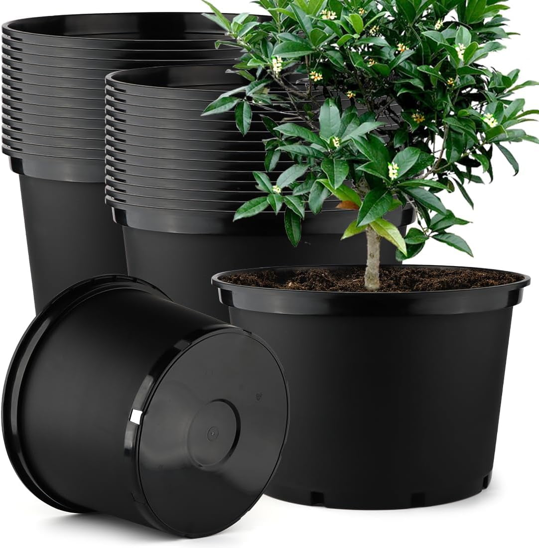 7 Gallon Plastic Nursery Pots 25-Pack, 15 Inch Large Plastic Pots for ...