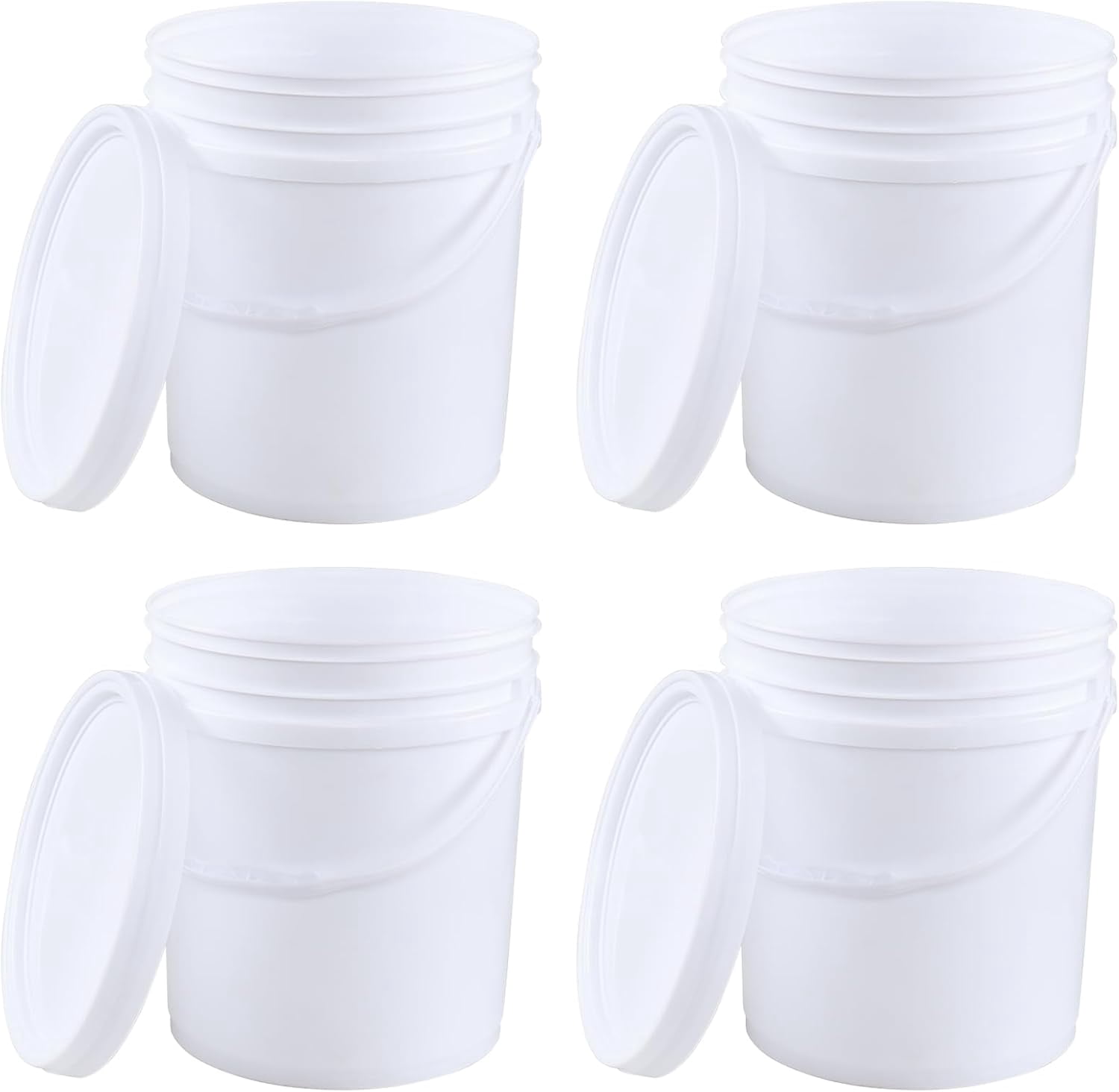 7 Gallon Plastic White Food Bucket with Handle and Lid, Food Storage ...