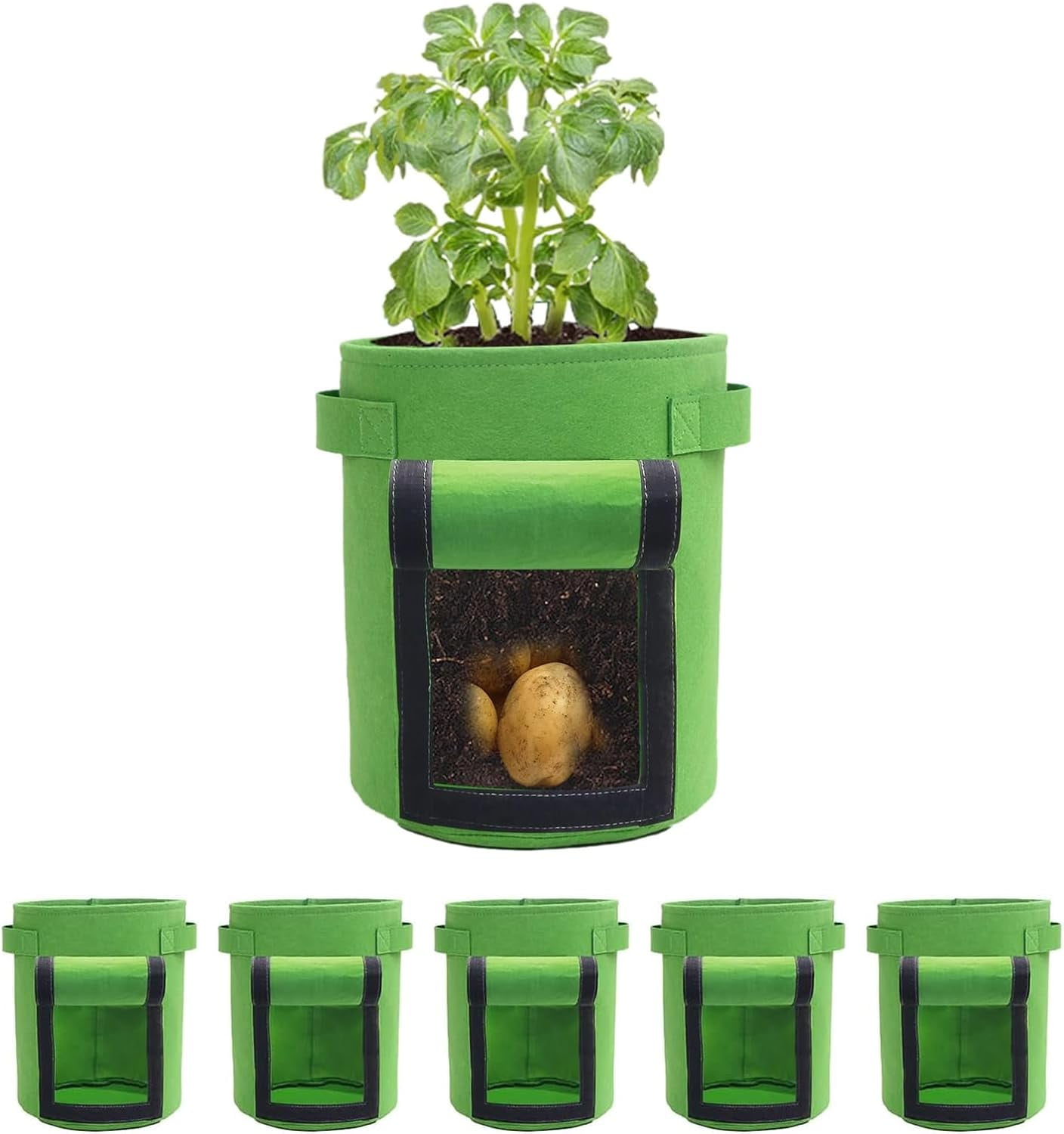 NUNET 7 Gallon Potato Grow Bags, Nonwoven Fabric, Access Flap, Durable ...