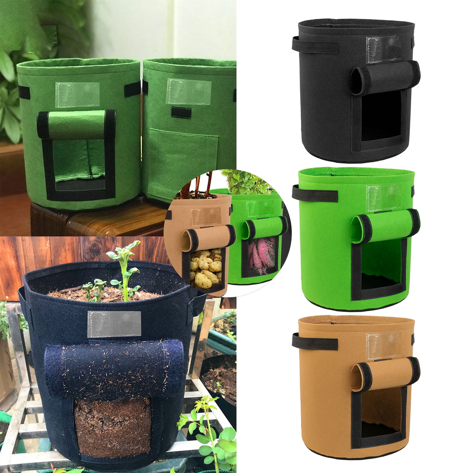 7 Gallon Potato Growing Bags - 3 Pack Durable Nonwoven Fabric Pots with ...