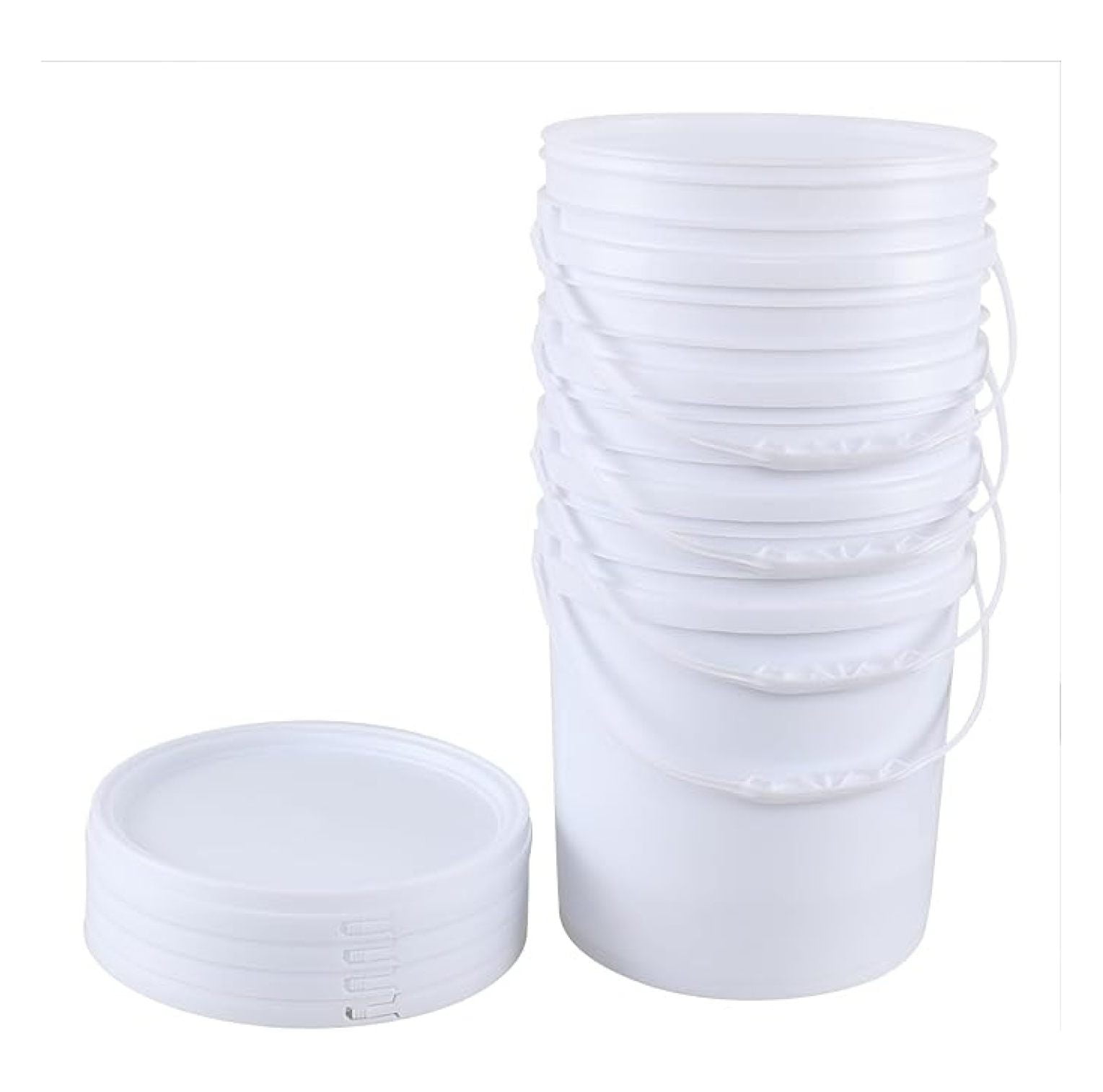 7 Gallon Round Food Grade Bucket with Handle, White Plastic Pail with ...