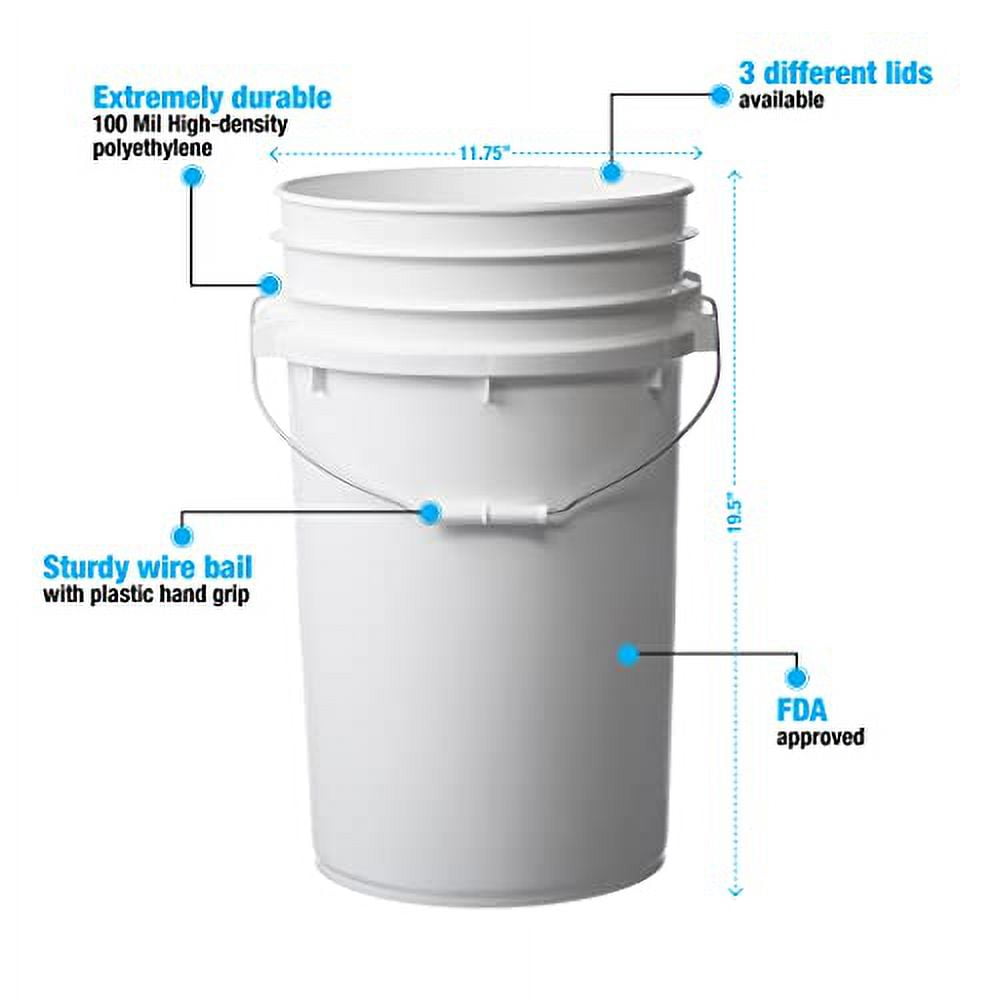 7 Gallon White Round Buckets (2 Pack) with Gamma Lids - Walmart.com