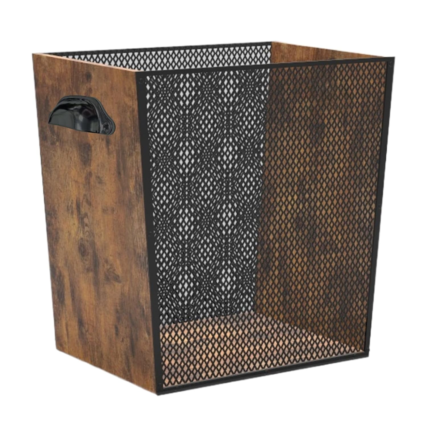 7 Gallon Wooden Trash Can - Rustic Decorative Waste Paper Basket ...