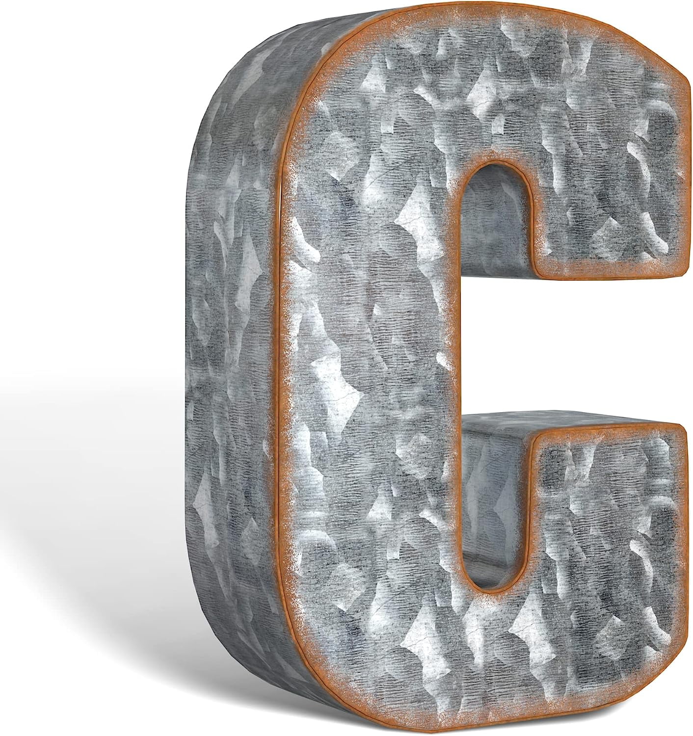 7" Galvanized Metal Letters for Wall Decor - 3D Letter C for Hanging ...