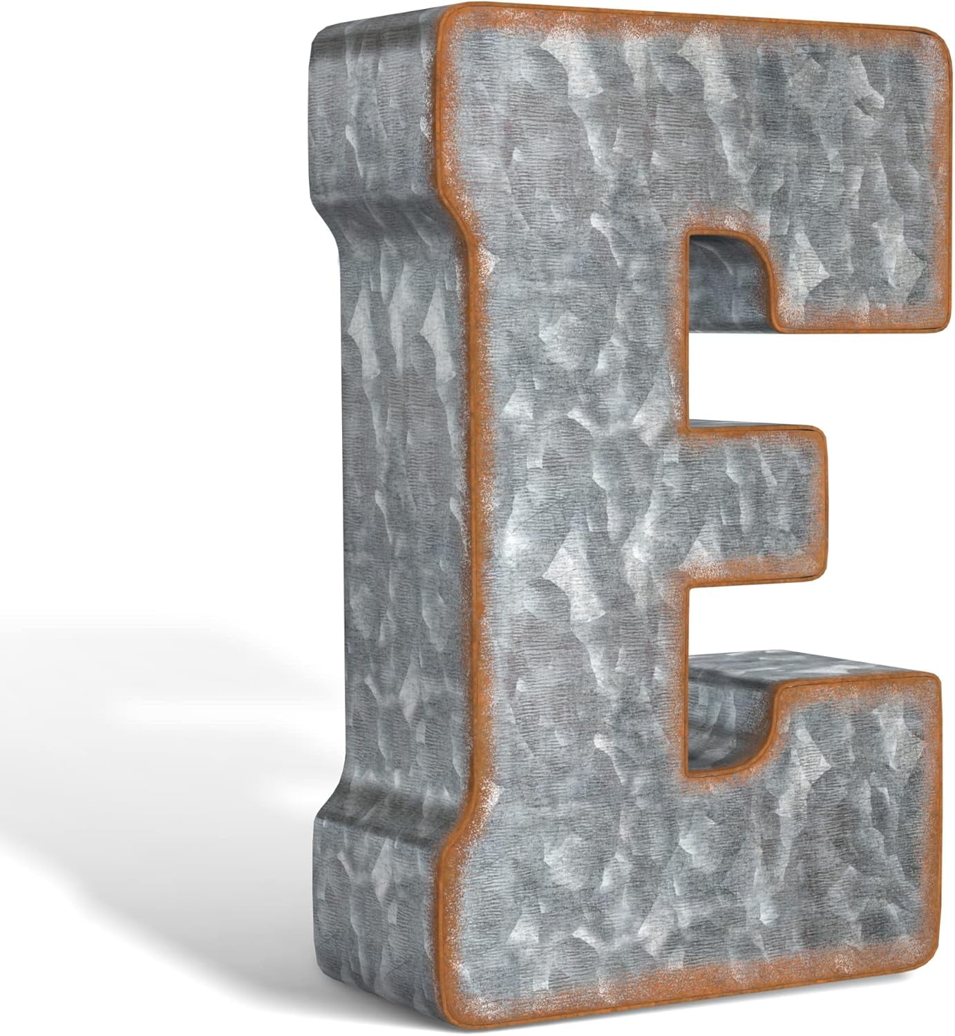 7" Galvanized Metal Letters for Wall Decor - 3D Letter E for Hanging ...