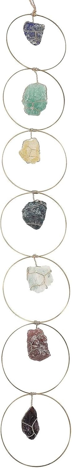 7 Gemstone Wall Hanger Decor Copper Wire Wrapped Gemstone Pendant with ...