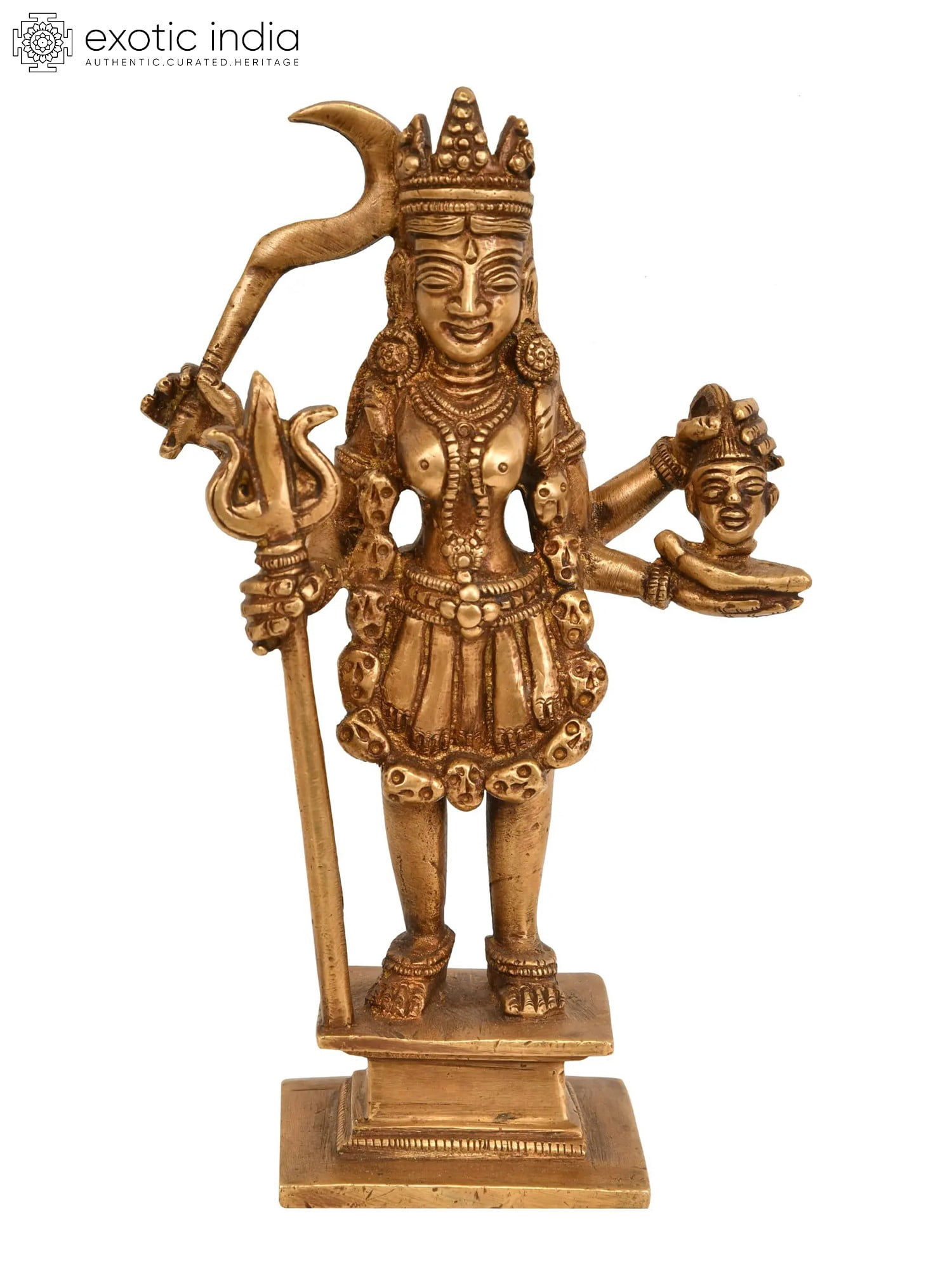 7" Goddess Kali In Brass | Handmade | Made In India - Brass Statue ...