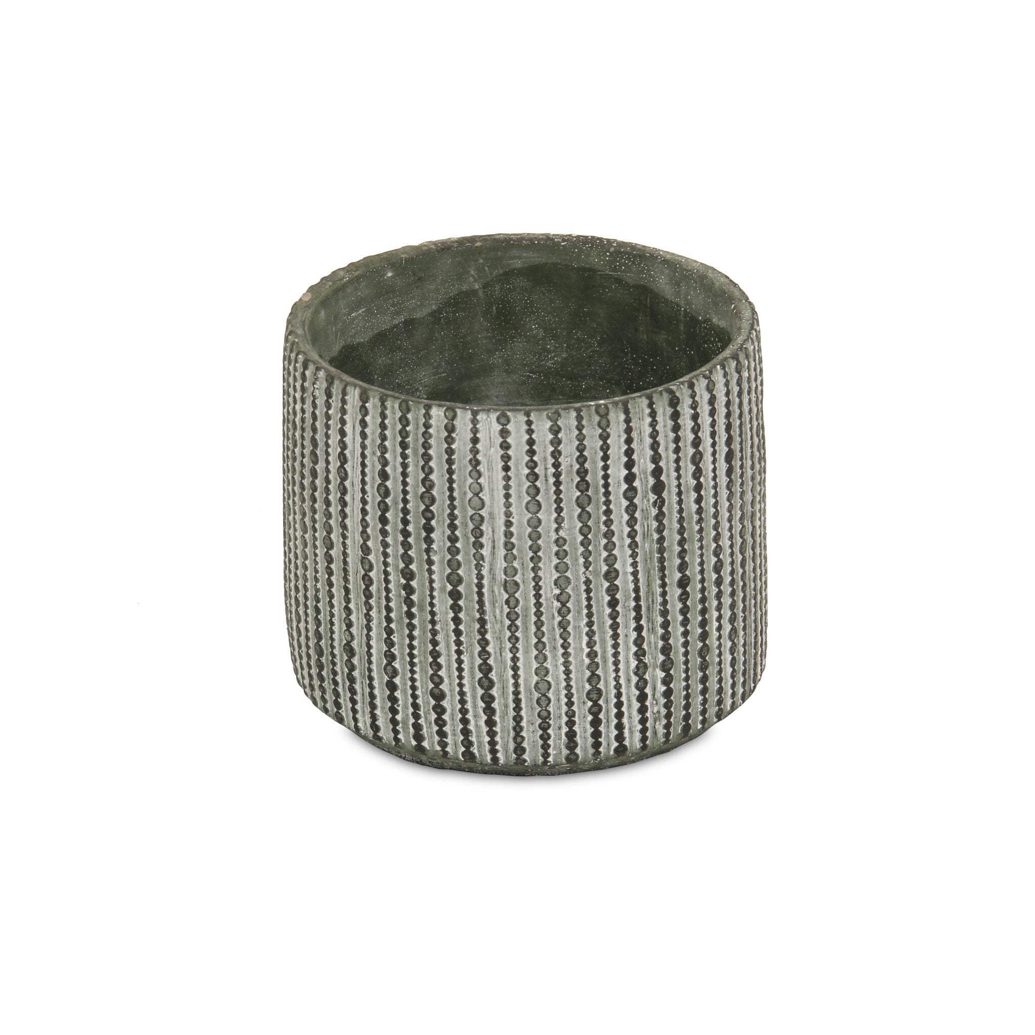 7" Gray Geo Striped Cement Indoor Outdoor Round Pot Planter - Walmart.com