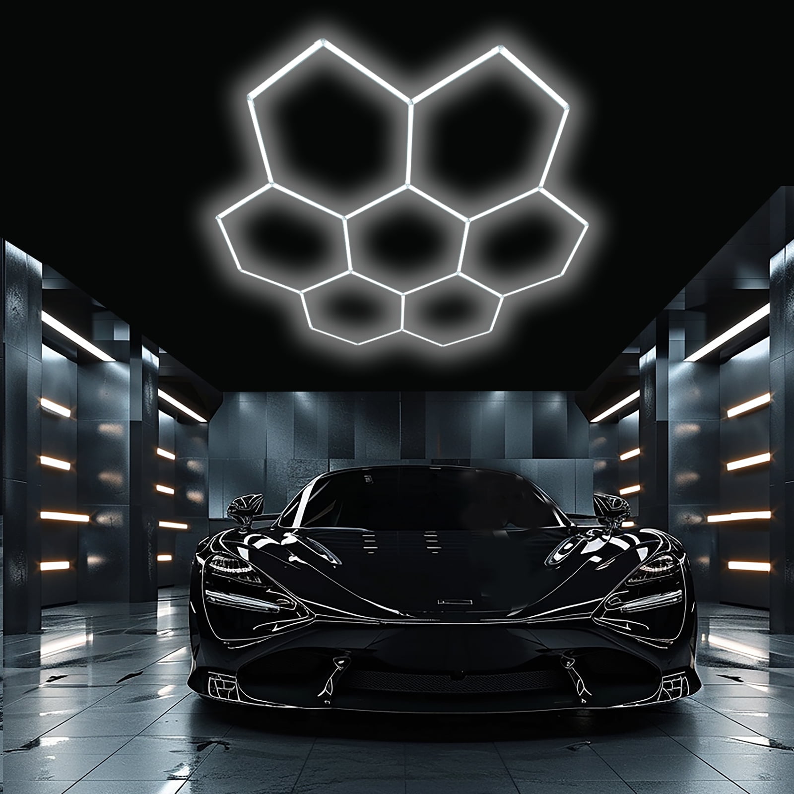 7 Grids Hexagon LED Garage Light Honeycomb Lights for Workshop Gym ...