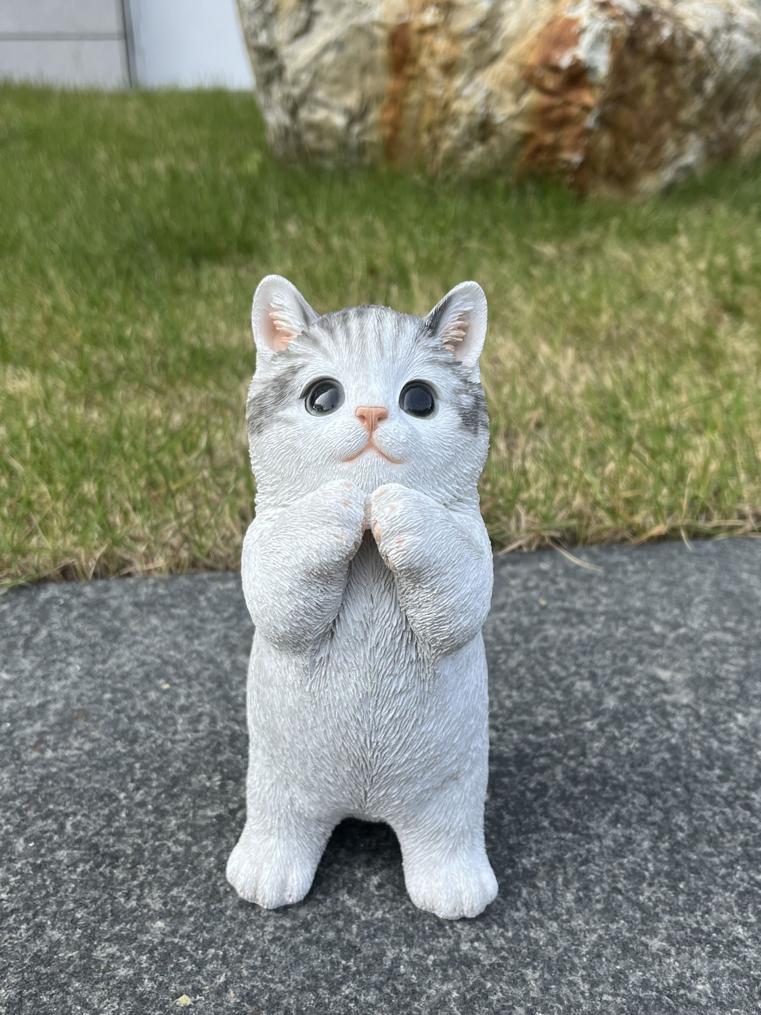7" H Cat Kitten Statue Praying-Gray - Walmart.com