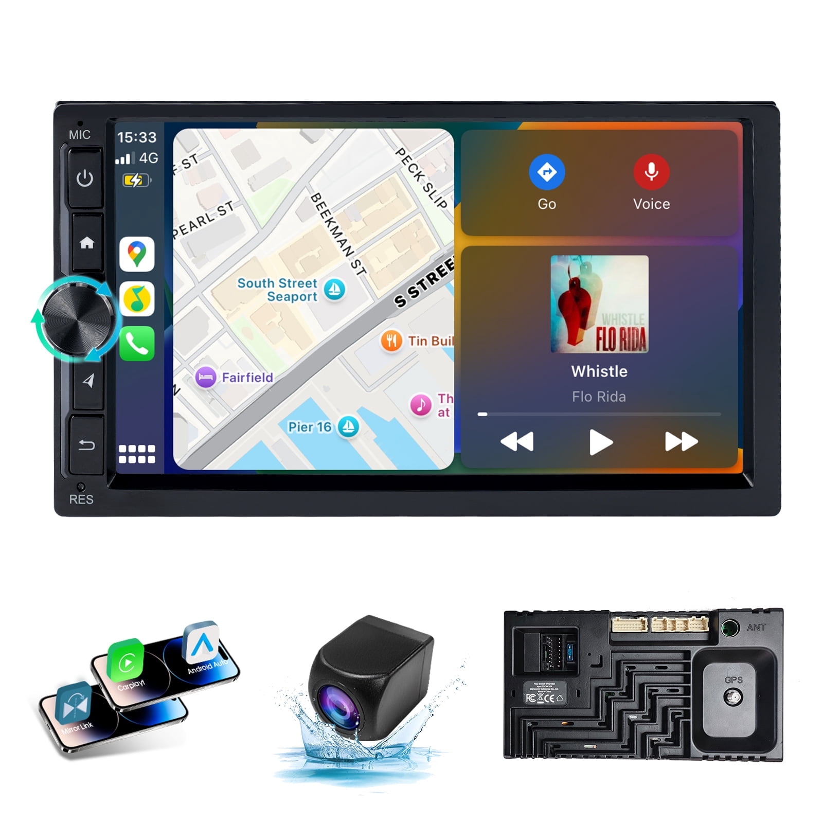 Haudio Single Knob Wireless Car Stereo Compatible with Apple CarPlay ...