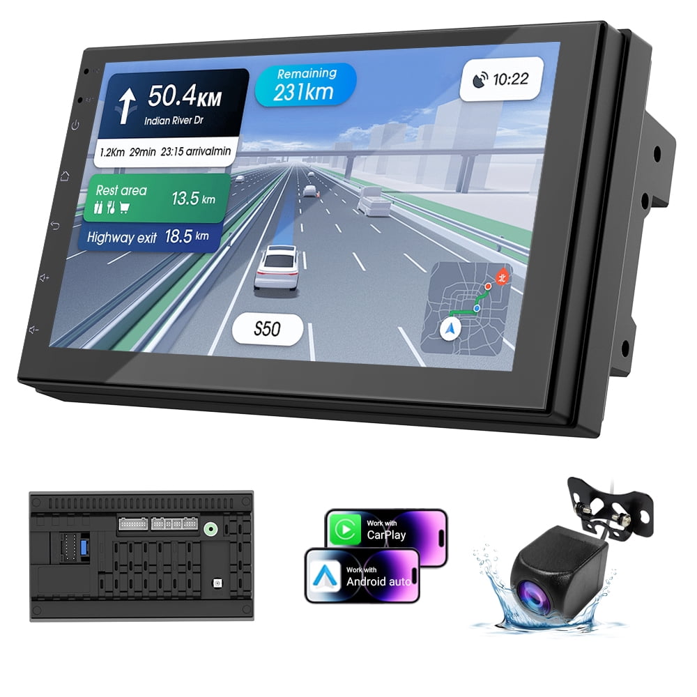 Haudio Wireless CarPlay Screen for Car & Android Auto Head Unit - Touchscreen 7 Inch Double Din ...