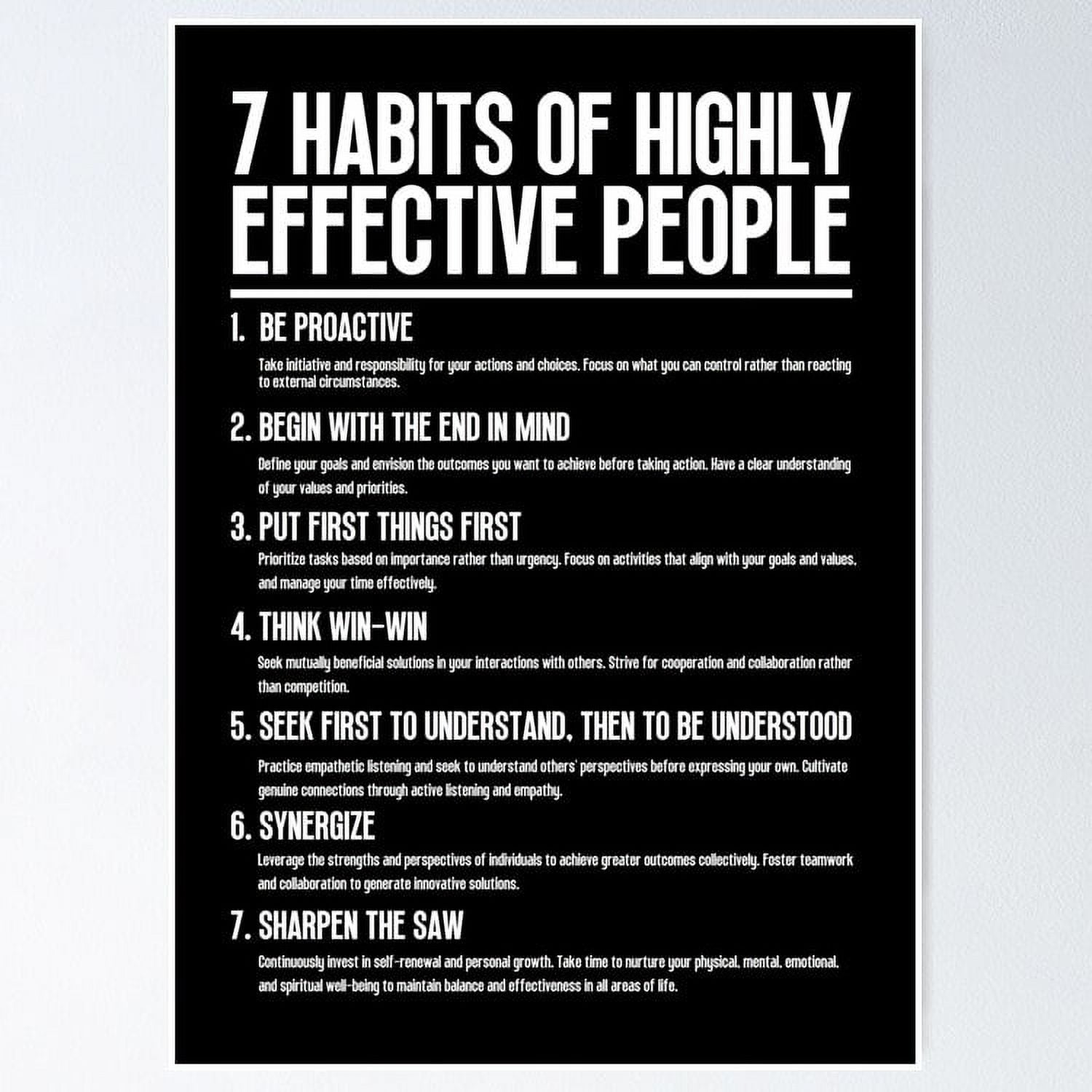 7 Habits Effective Poster Home Decor Office Wall Art Living Room Decor ...