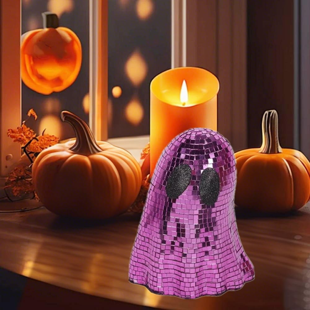 7" Halloween Disco Ghost Tabletop Decor, Glitter Sign Halloween Tiered ...