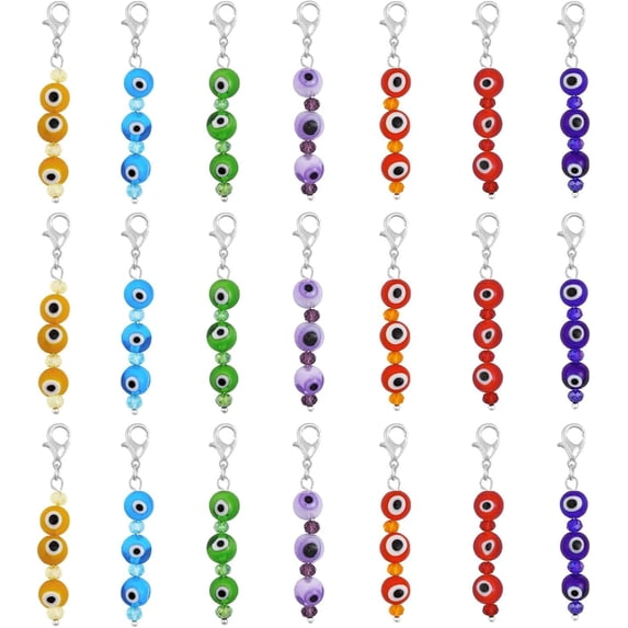 7 Handmade Lampwork Beaded Pendant Decorations Zinc Alloy Lobster Clasp ...