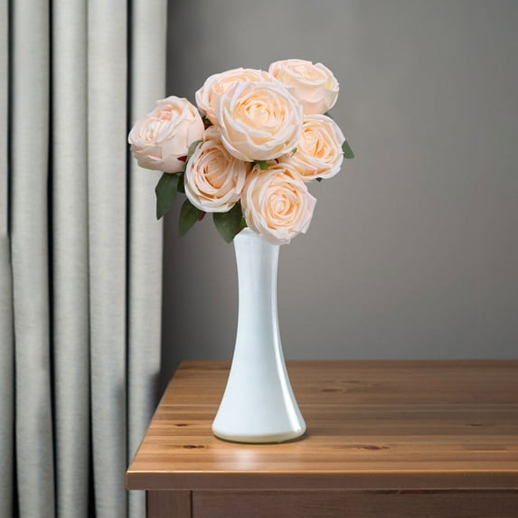 7-Head Pink Artificial Rose Bouquet (16.92in)– 1PC Living Room Table ...