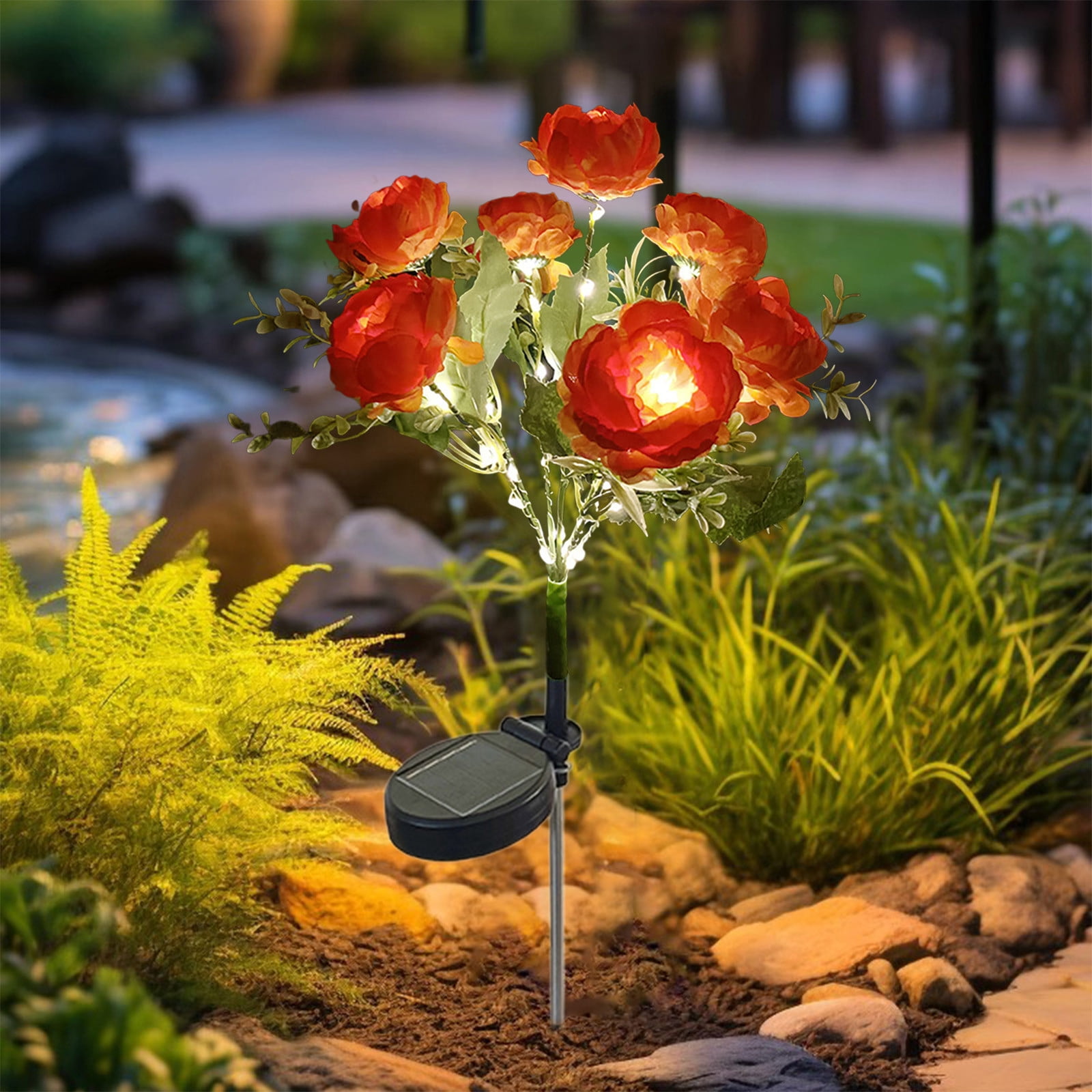 7-Head Solar Peony Flower Light Set - Outdoor LED Garden Decor for ...