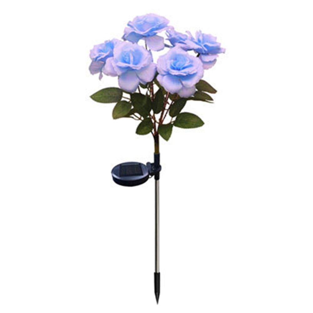 7-Head Solar Rose Simulation Garden Light - Ground Inserted Outdoor ...
