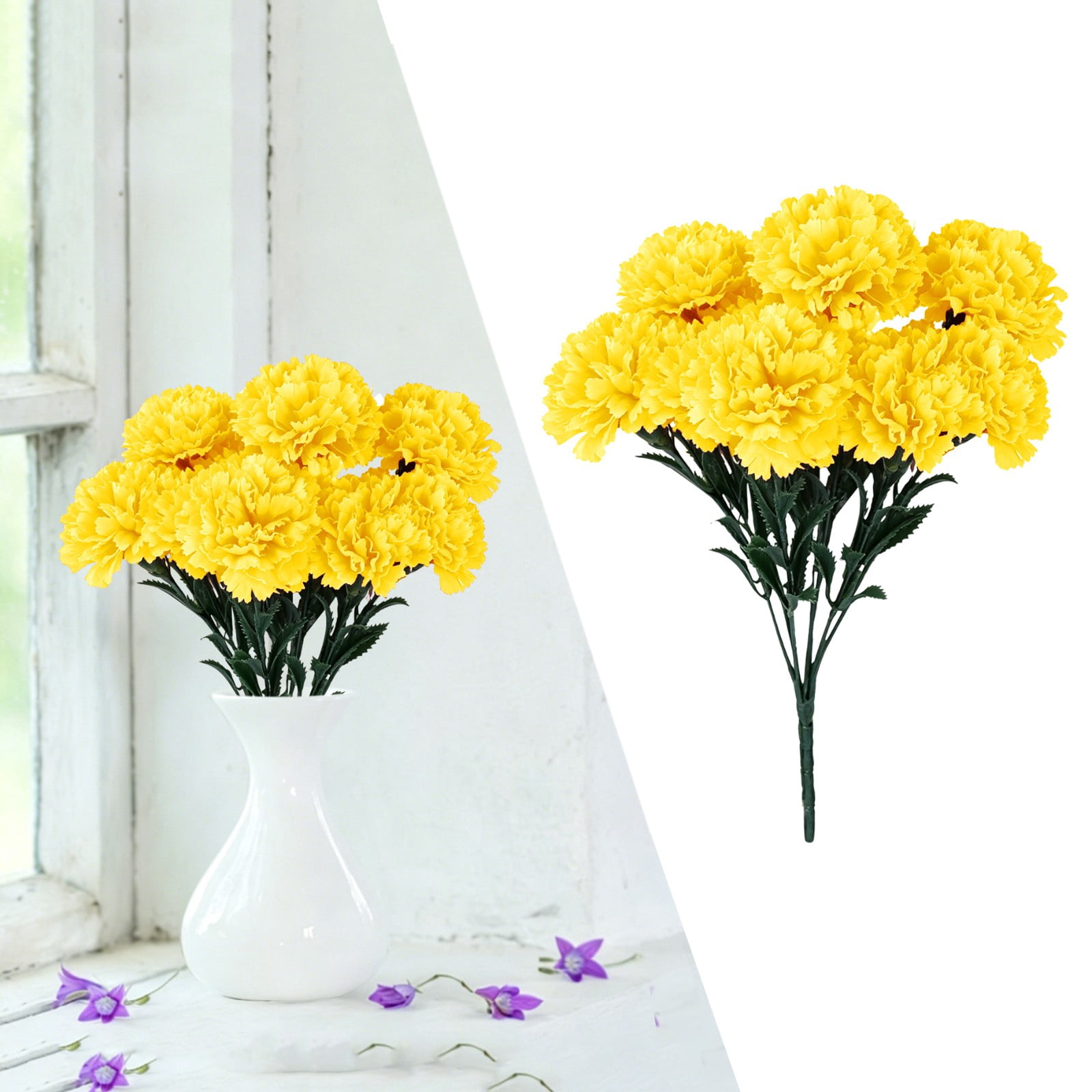 7 Heads Artificial Carnation Flowers, Artificial Carnation Flowers Soft ...