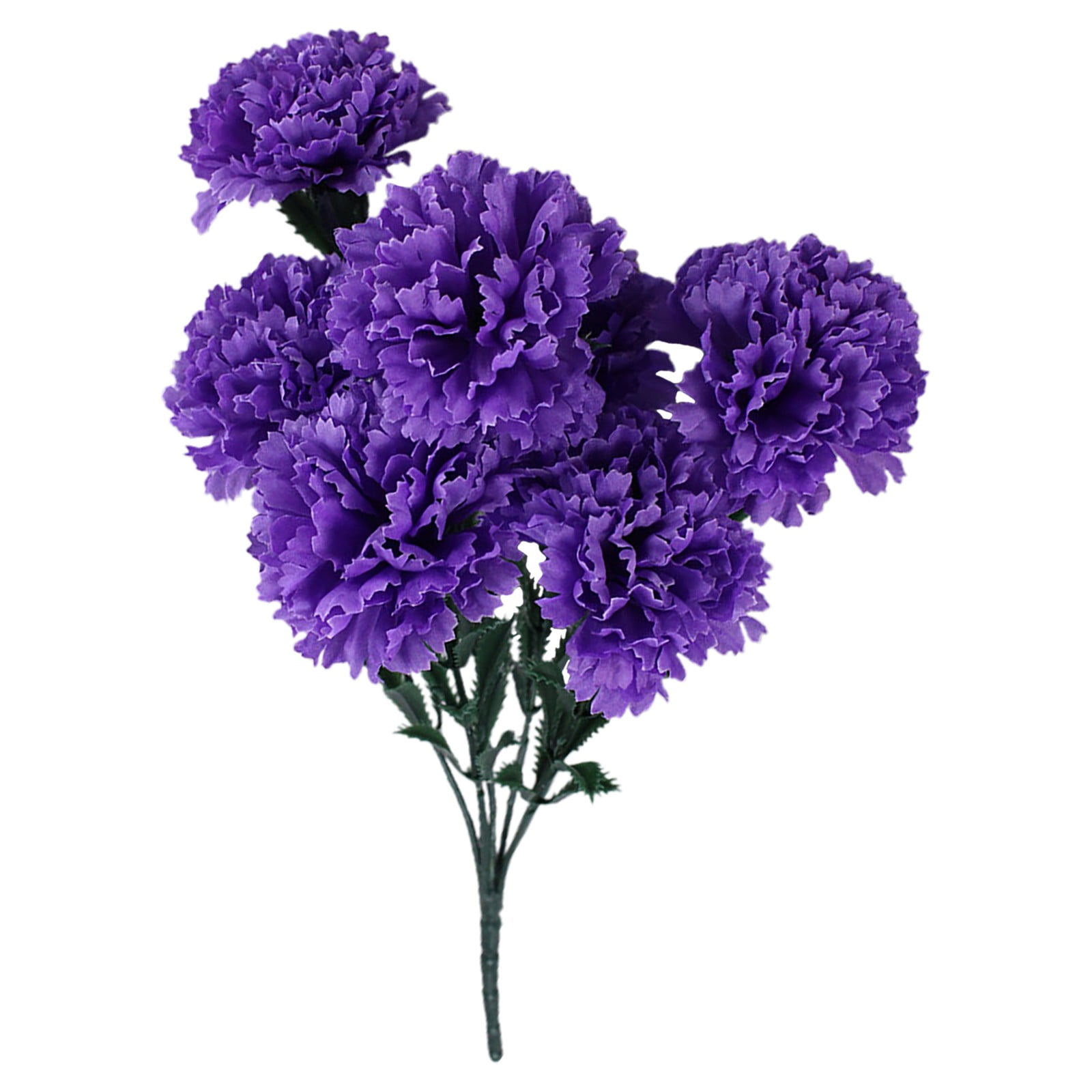 7 Heads Artificial Carnation Flowers, Plastic Bouquet with Stems, Long ...