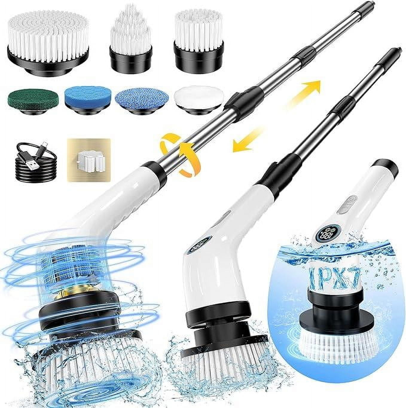 7 Heads Electric Spin Scrubber Cordless Bath Tub Power Scrubber with ...