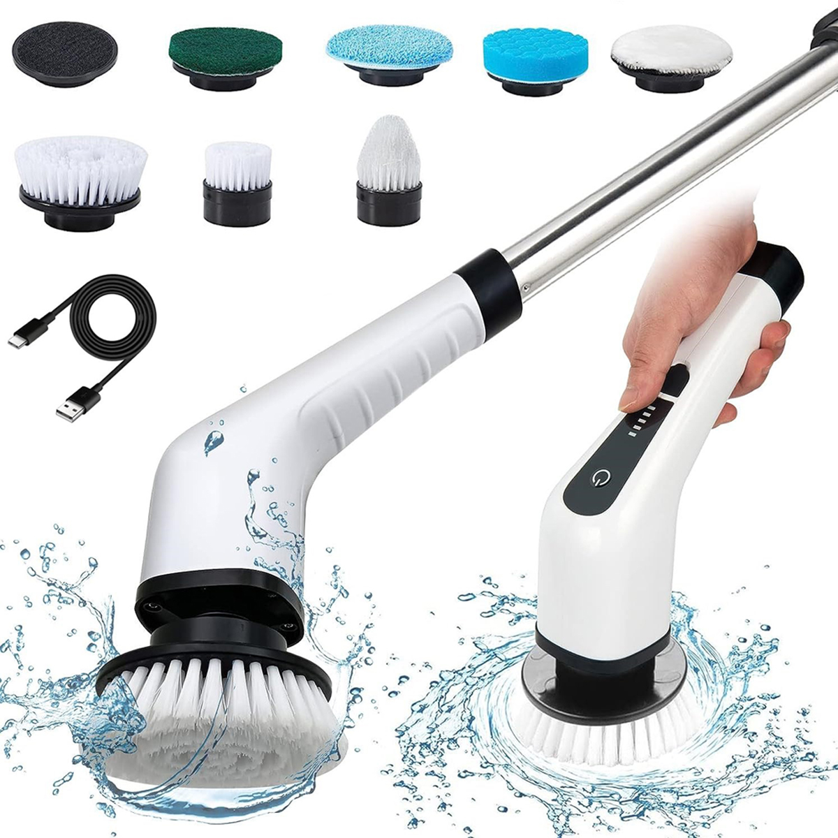 7 Heads Electric Spinning Floor Scrub Cordless Bath Tub Power Scrubber ...