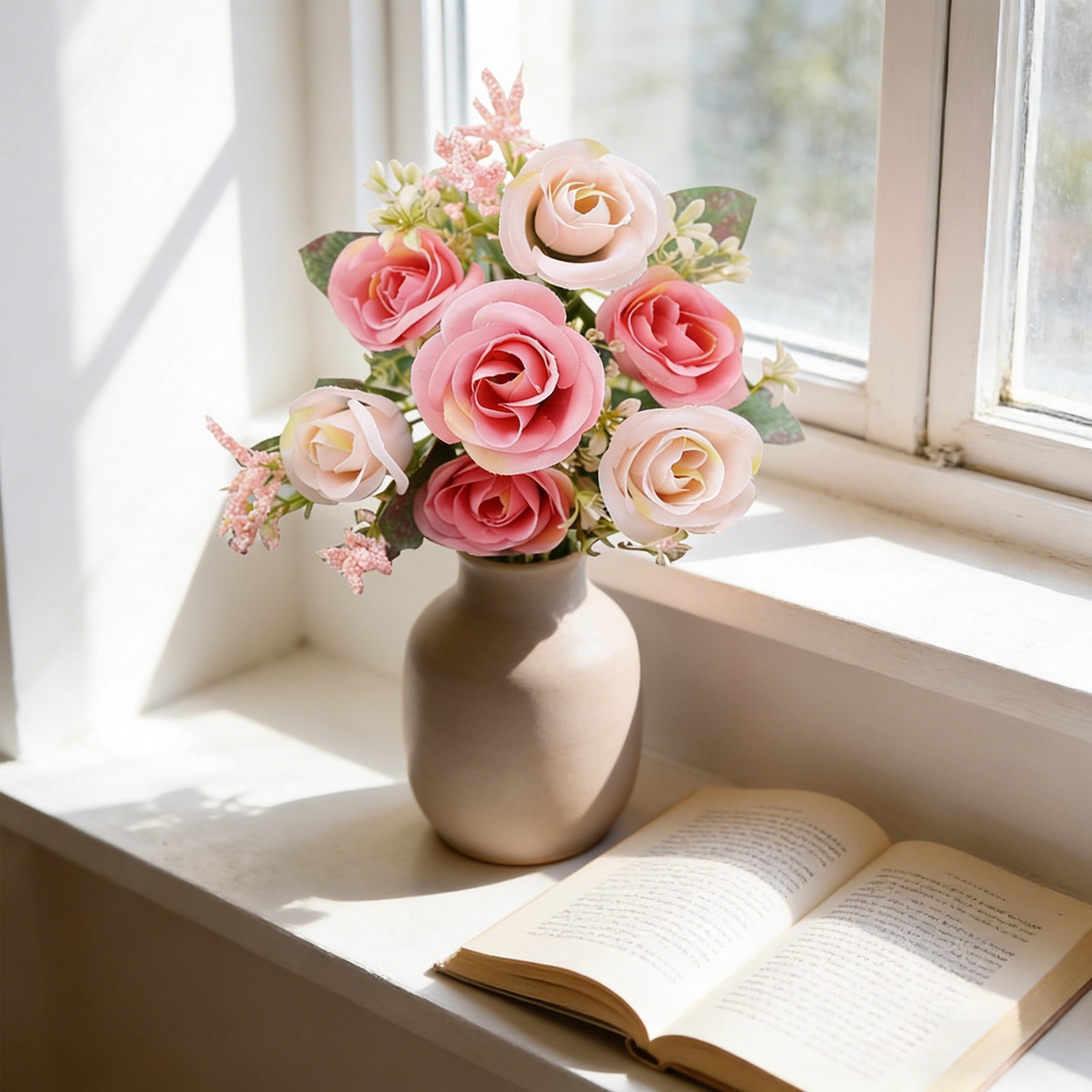 7 Heads Western Roses Artificial Flowers, Fake Silk for Wedding Decor ...